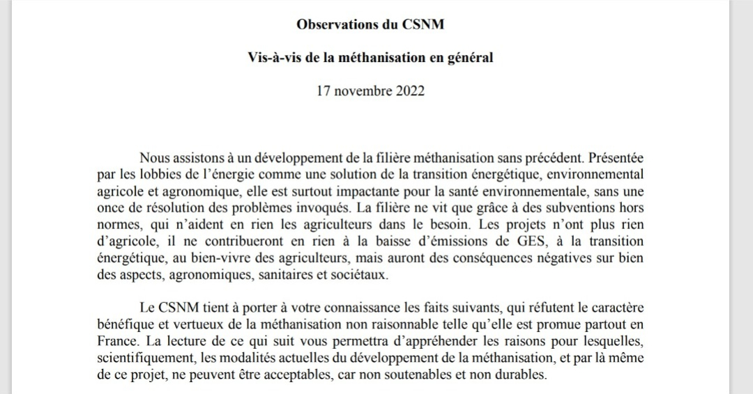 Méthanisation en général (CSNM) - Collectif Environnement Champenois En ...